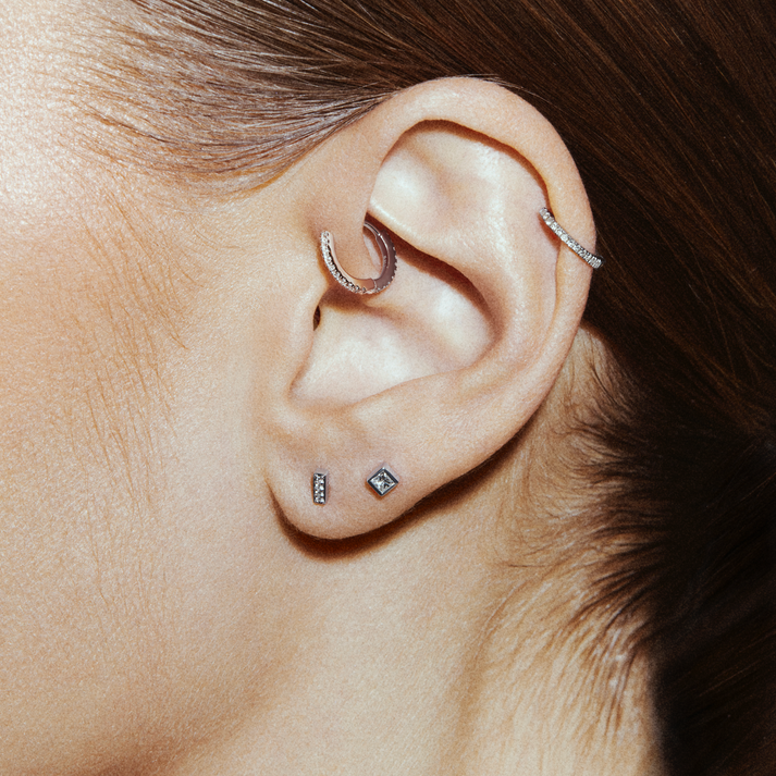 9mm hoop with white diamonds set in yellow gold | ENNUI Atelier