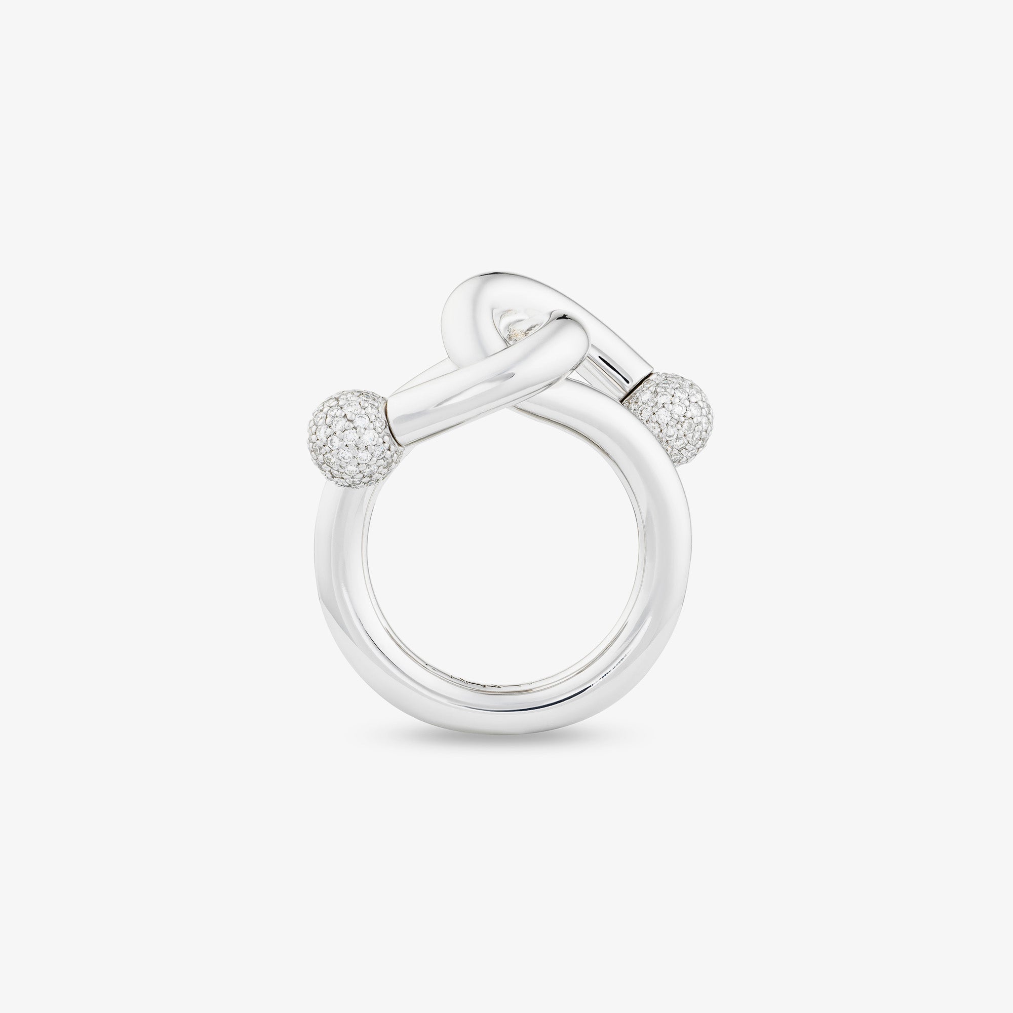 Falcate ring micro pave diamond beads | White gold | ENNUI Atelier